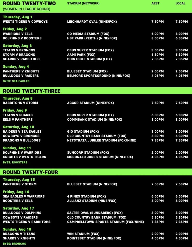 The 2024 NRL Draw - Every Game, Every Venue, Every Club! - League Freak ...